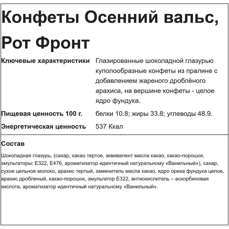 Конфеты шоколадные Осенний вальс 6 кг купить по выгодной цене в